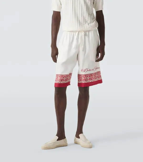 Dolce & Gabbana Majolica Silk Twill Jacquard Bermuda Shorts