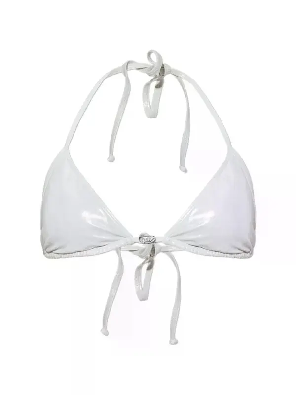 DIESEL® Elettra-dnm Logo-plaque Bikini Top - White