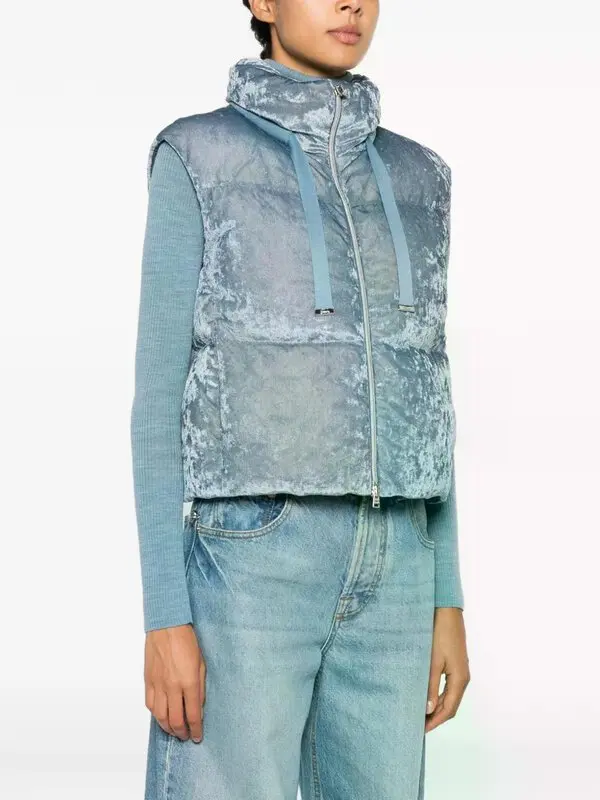 Herno Quilted Velvet Zip-up Gilet - Blue