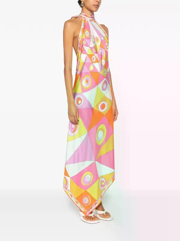 Emilio Pucci Geometric Print Halter Neck Midi Dress