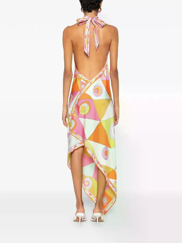 Emilio Pucci Geometric Print Halter Neck Midi Dress