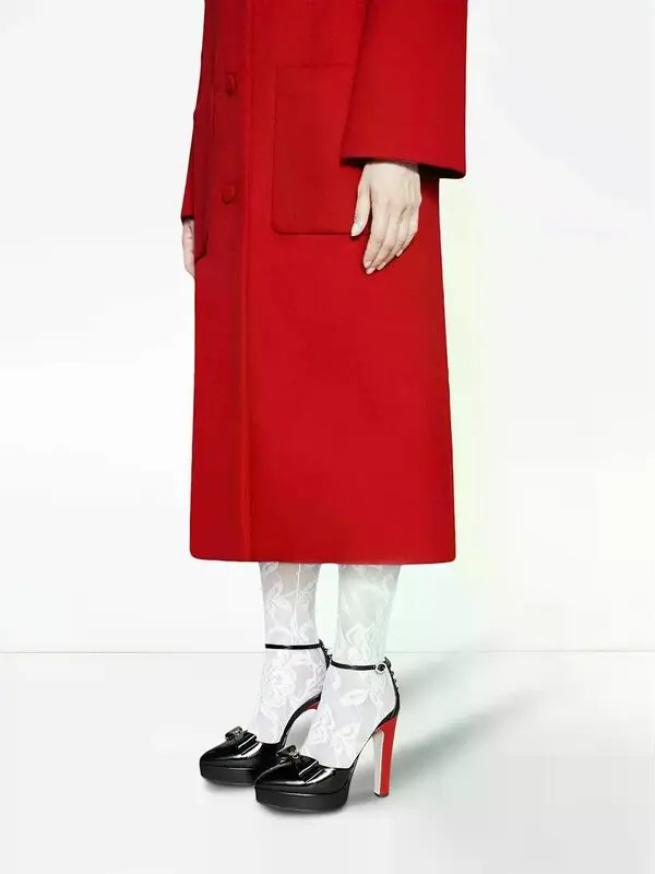 Gucci Patent Leather Pump With Bow And Stud Detail
