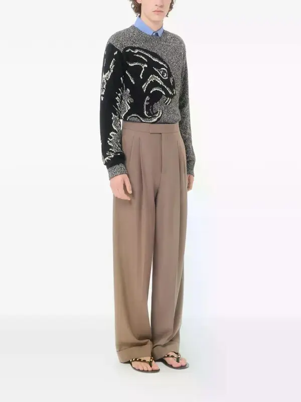 Valentino Garavani Cuffed Wool Trousers In Natté-wool