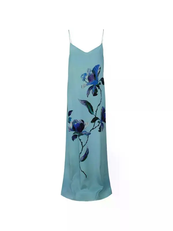 Ermanno Scervino Floral Print Maxi Dress - Blue