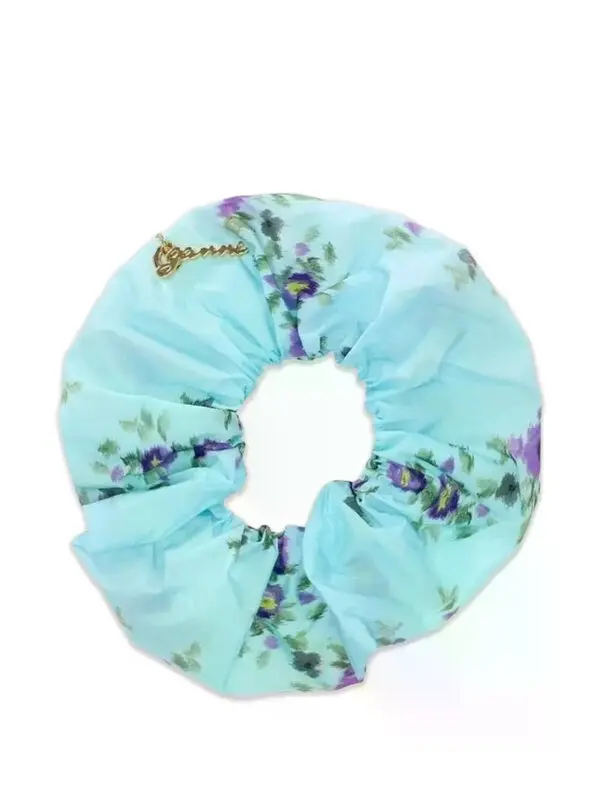 GANNI Floral Print Scrunchie - Blue