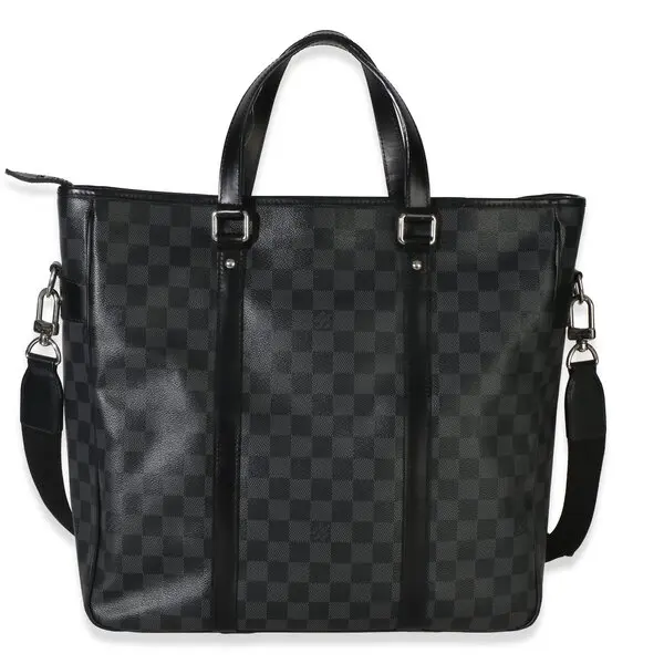 LOUIS VUITTON Damier Graphite Canvas Tadao Tote - Black