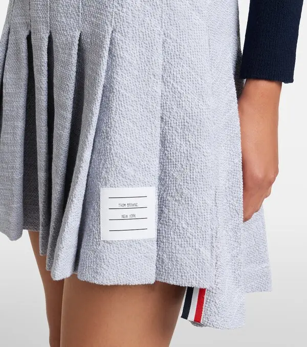Thom Browne Pleated Cotton-blend Tweed Miniskirt