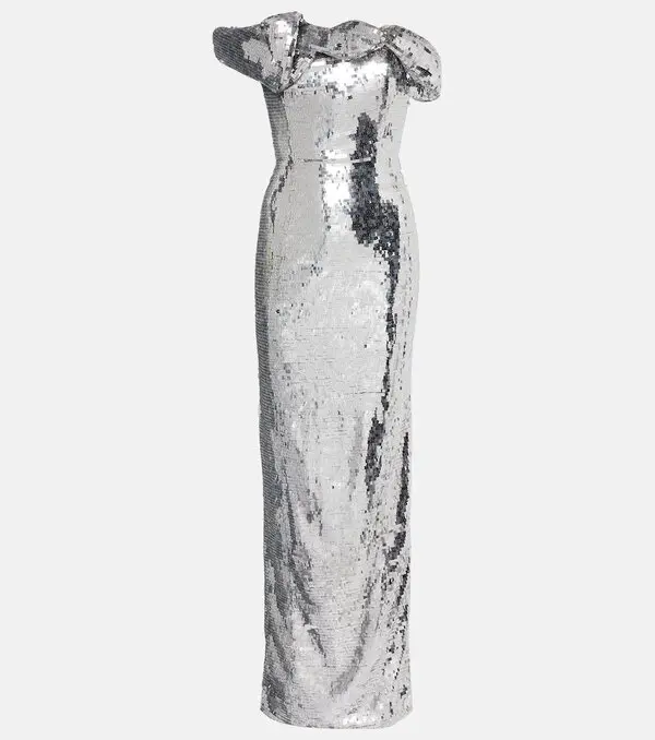 Rachel Gilbert Tamzin Sequined One-shoulder Gown