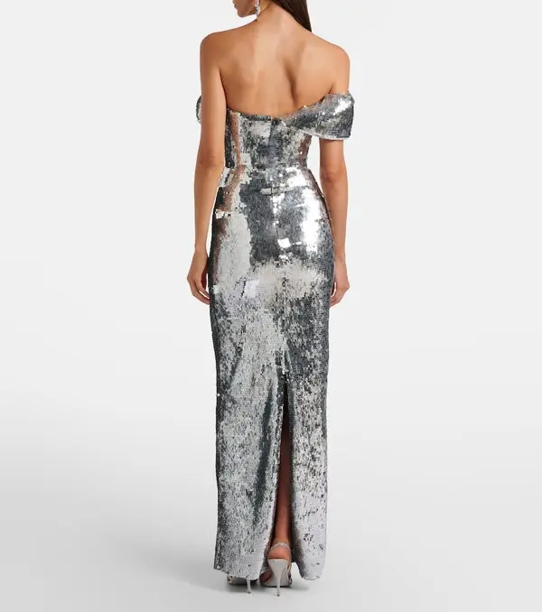 Rachel Gilbert Tamzin Sequined One-shoulder Gown