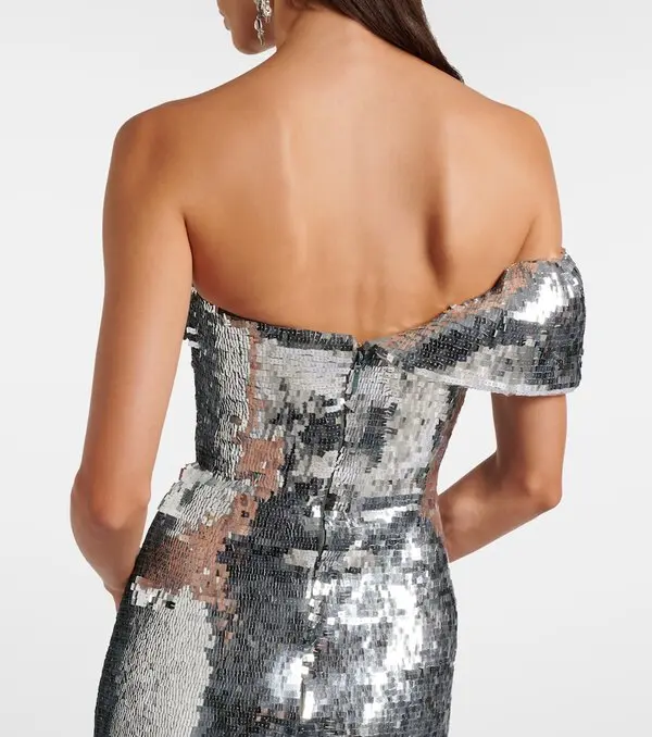 Rachel Gilbert Tamzin Sequined One-shoulder Gown