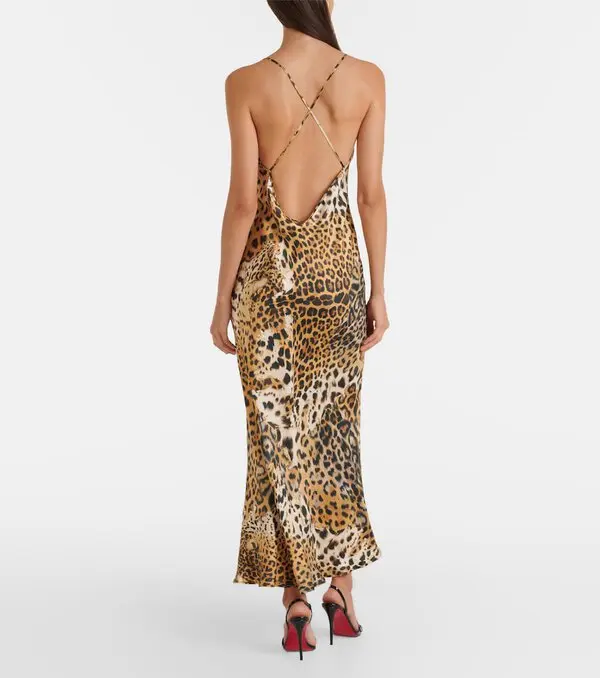 Roberto Cavalli Printed Silk Satin Maxi Dress