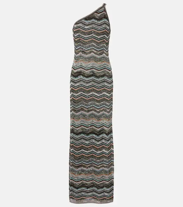 Missoni Zigzag One-shoulder Lame Maxi Dress - Multicoloured