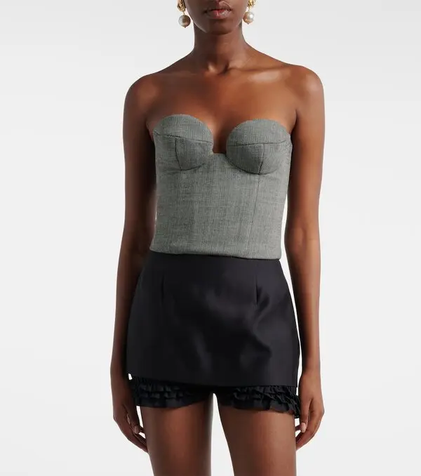 Magda Butrym Herringbone Wool-blend Bustier Top
