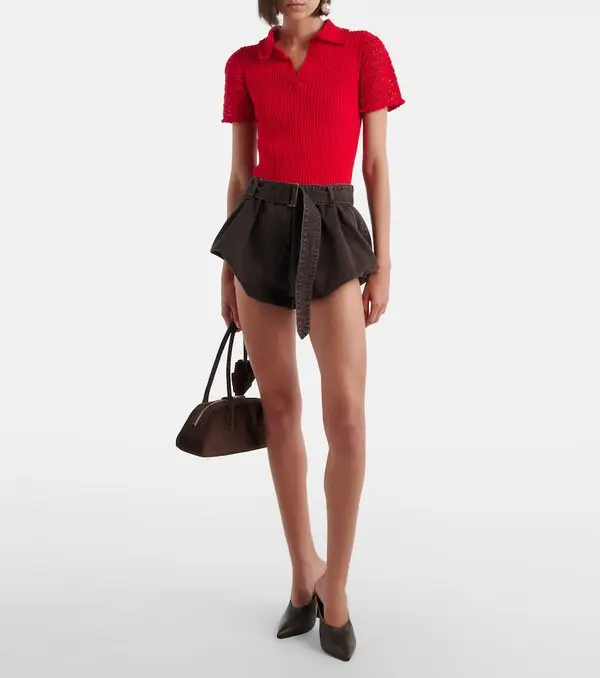 Magda Butrym Belted Cotton Canvas Shorts