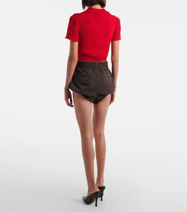 Magda Butrym Belted Cotton Canvas Shorts