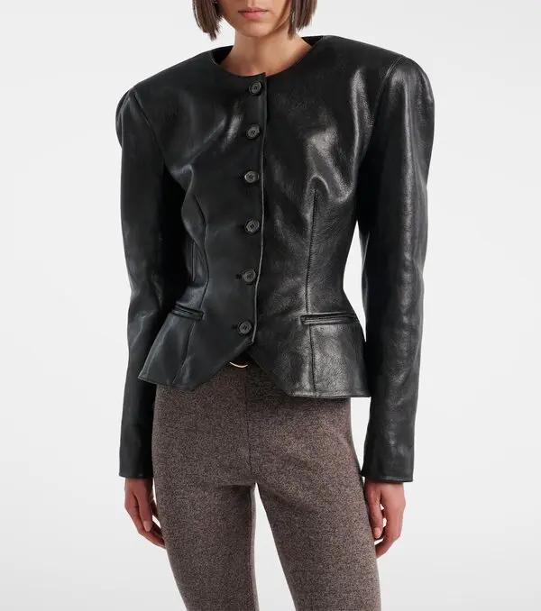 Magda Butrym Peplum Leather Jacket