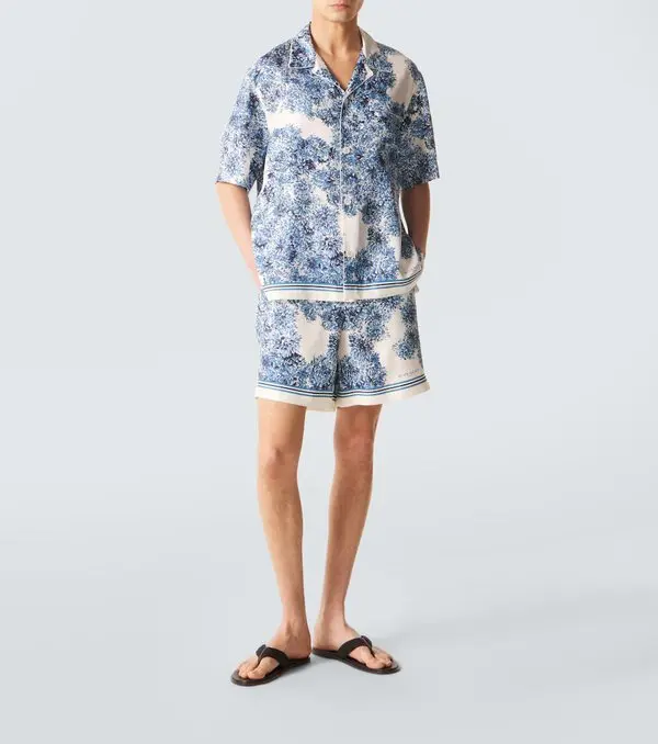 Givenchy Couture Seam Silk Twill Bowling Shirt