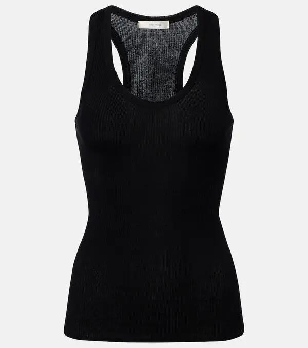 THE ROW Cendrea Ribbed-knit Cotton Tank Top - Black