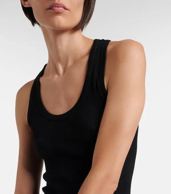 THE ROW Cendrea Ribbed-knit Cotton Tank Top - Black