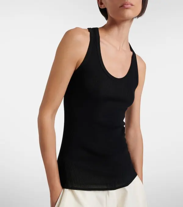 THE ROW Cendrea Ribbed-knit Cotton Tank Top - Black