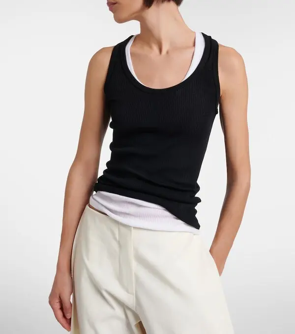 THE ROW Cendrea Ribbed-knit Cotton Tank Top - Black