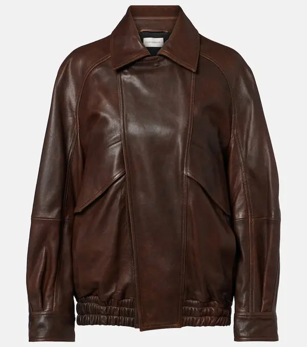 Nour Hammour Leather Bomber Jacket