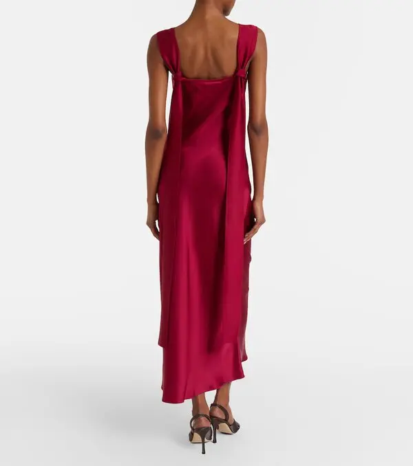 Max Mara Crepe Satin Maxi Dress - Red