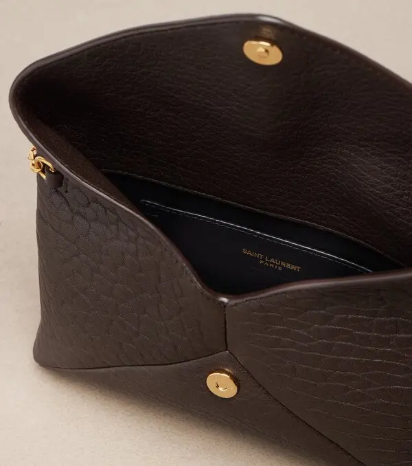 Saint Laurent Cassandre Small Leather Clutch - Brown