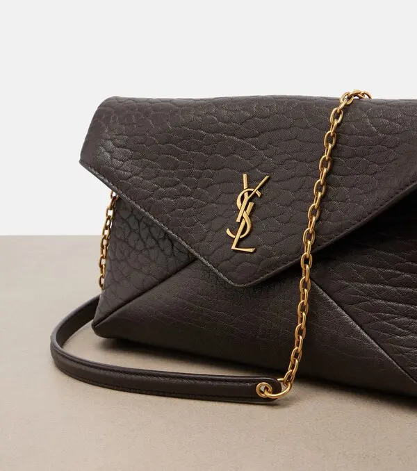 Saint Laurent Cassandre Small Leather Clutch - Brown