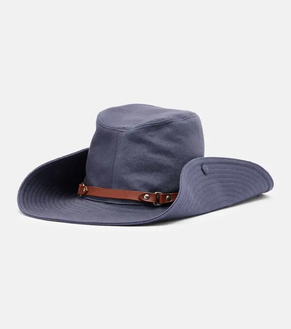 Miu Miu Leather-trimmed Cotton Cowboy Hat - Blue
