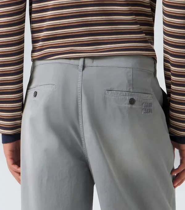 Miu Miu Cotton Twill Wide-leg Pants