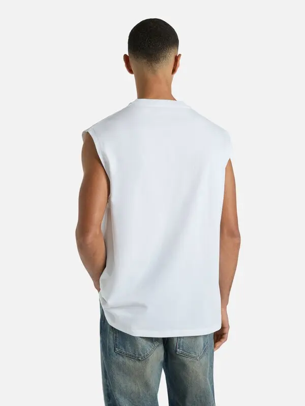 Balmain Flocked Quilted Tank Top - White