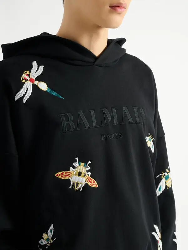Balmain Embroidered Insect Hoodie
