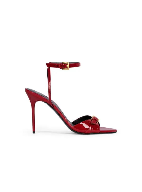 Balmain Anthem Sandals In Smooth Calfskin Leather - Red