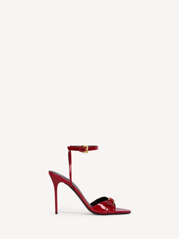 Balmain Anthem Stiletto Sandals With Gold Metal Buckle - Red