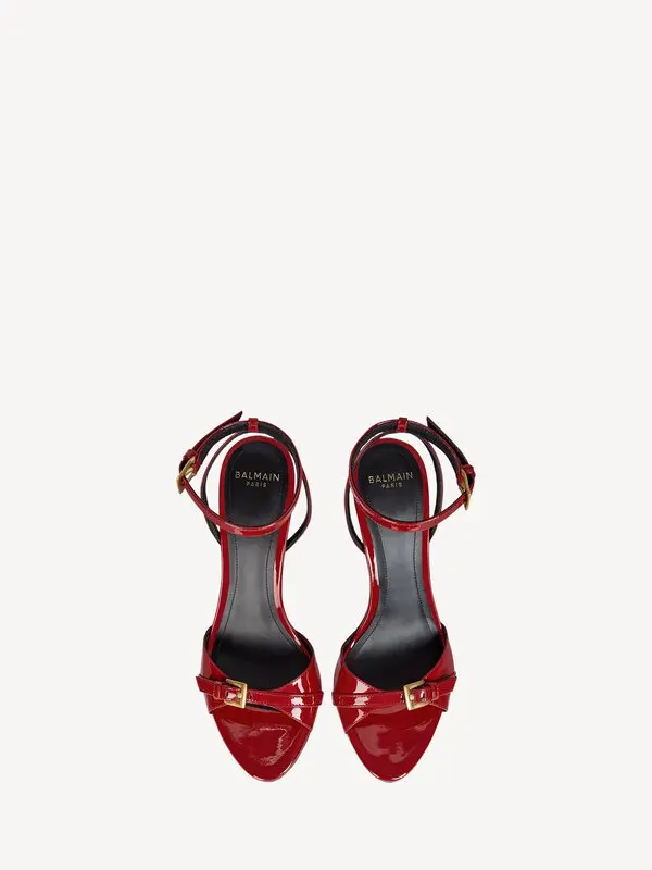 Balmain Anthem Stiletto Sandals With Gold Metal Buckle - Red