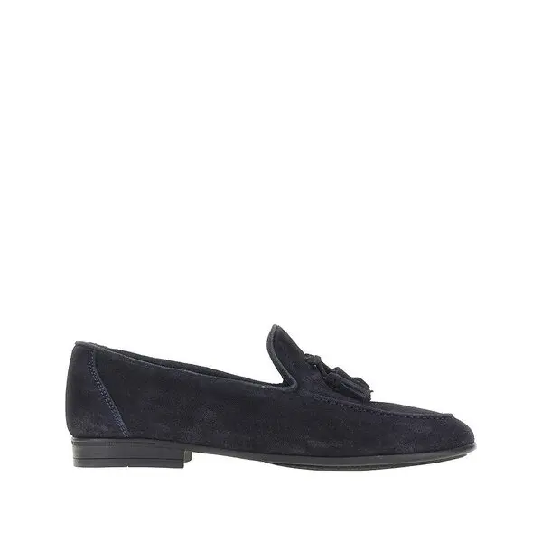 SAXONE Suede Leather Loafers With Tassels - Blue