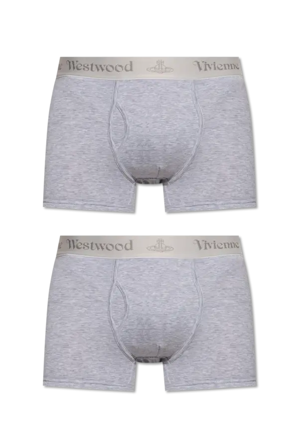 VIVIENNE WESTWOOD Two-pack Of Boxers With Logo - Grey
