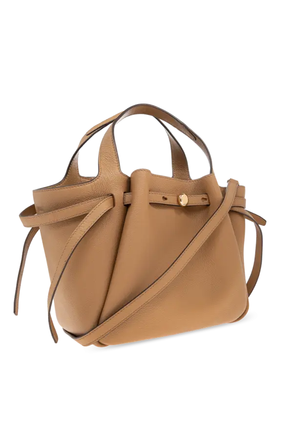 Tory Burch Romy Small Grained Leather Handbag With Gold Clasp