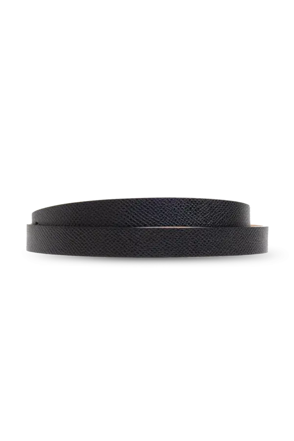 Victoria Beckham Embossed Leather Skinny Belt With Gold Tone Buckle