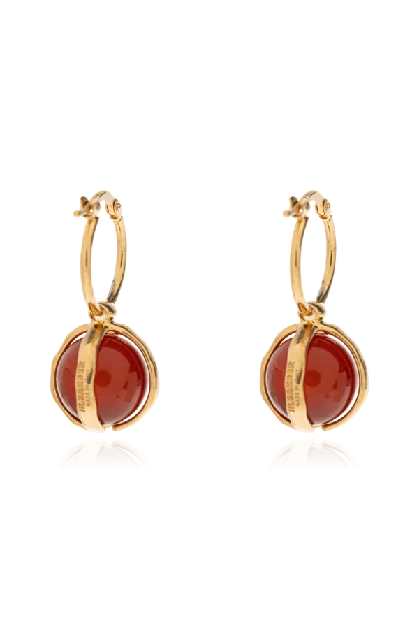 JIL SANDER Brass Earrings With Stone