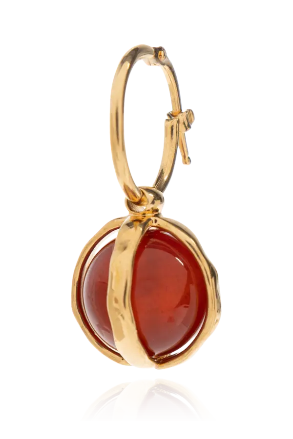 JIL SANDER Brass Earrings With Stone