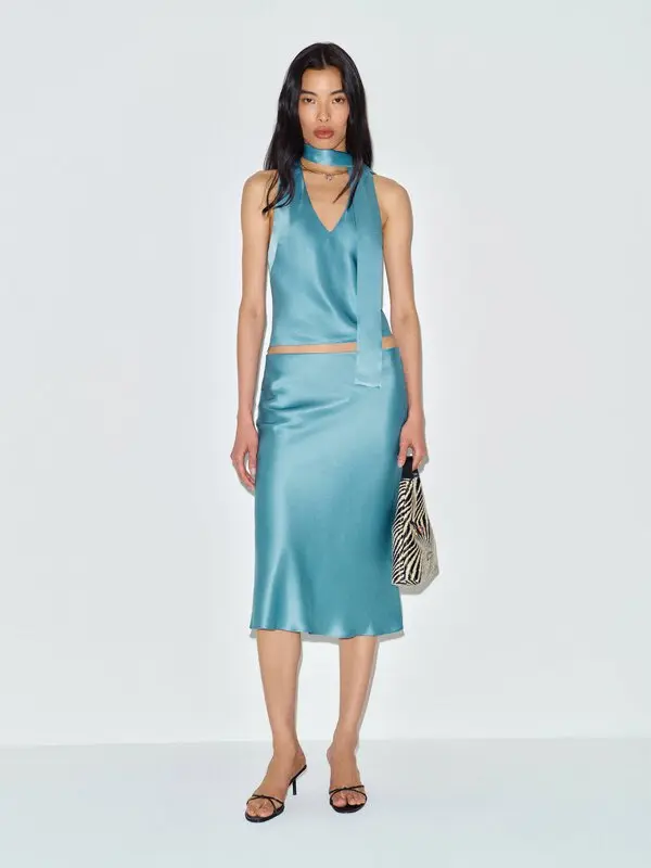 REFORMATION Pomelle Silk Two Piece - Blue
