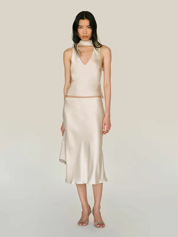 REFORMATION Pomelle Silk Two Piece - Ivory