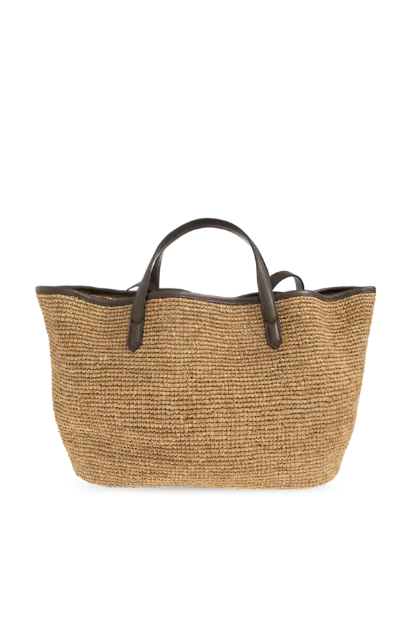 Zadig&Voltaire Wings' Raffia Shopper Bag With Leather Appliqu - Beige