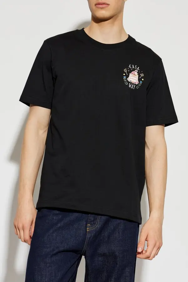 Casablanca T-shirt With Colorful Print - Black