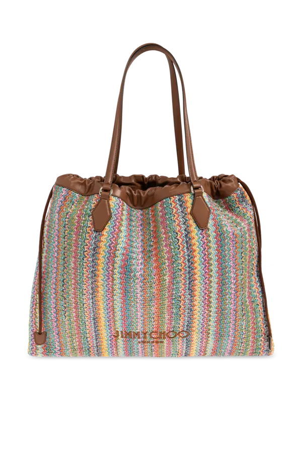 JIMMY CHOO Woven Drawstring Large Shoulder Bag - Multicolour