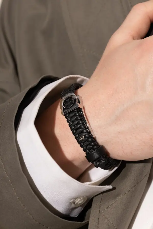 FERRAGAMO Braided Leather Bracelet With Signature Clasp