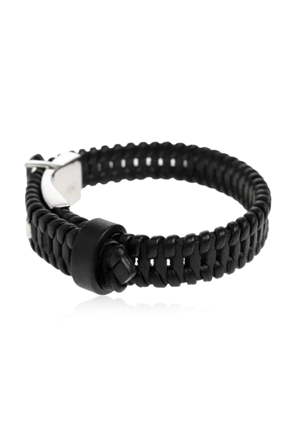 FERRAGAMO Braided Leather Bracelet With Signature Clasp