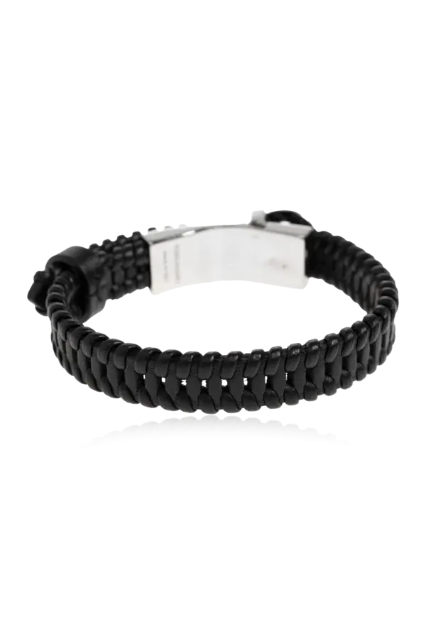 FERRAGAMO Braided Leather Bracelet With Signature Clasp